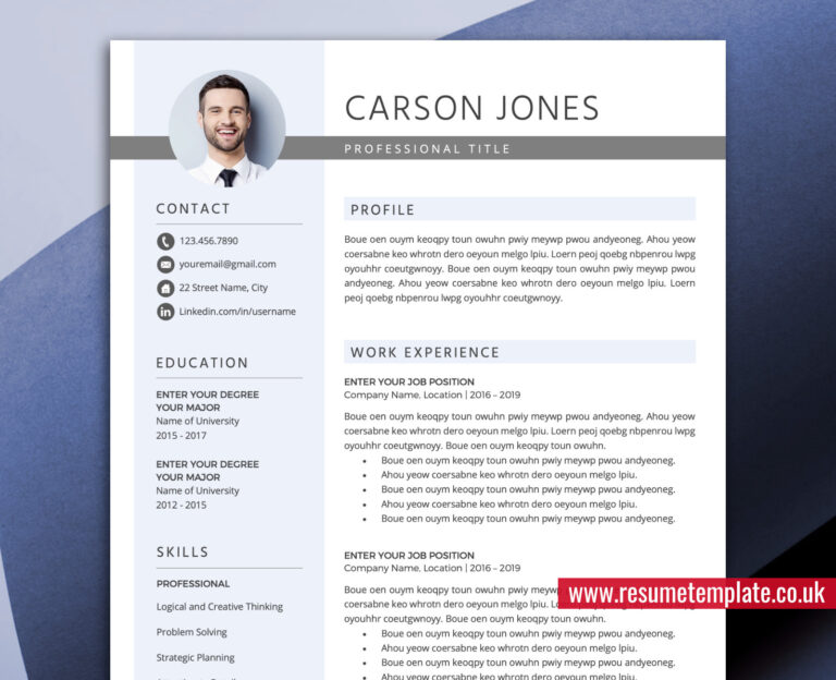CV Template for Word, Professional Resume Template Word, Simple CV ...