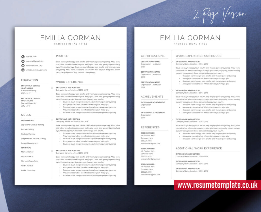 Simple CV Template Word, Professional CV Template, Modern CV Template ...