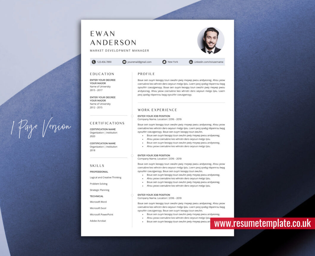 Professional CV Templates for MS Word, Simple Resume Templates, Cover ...