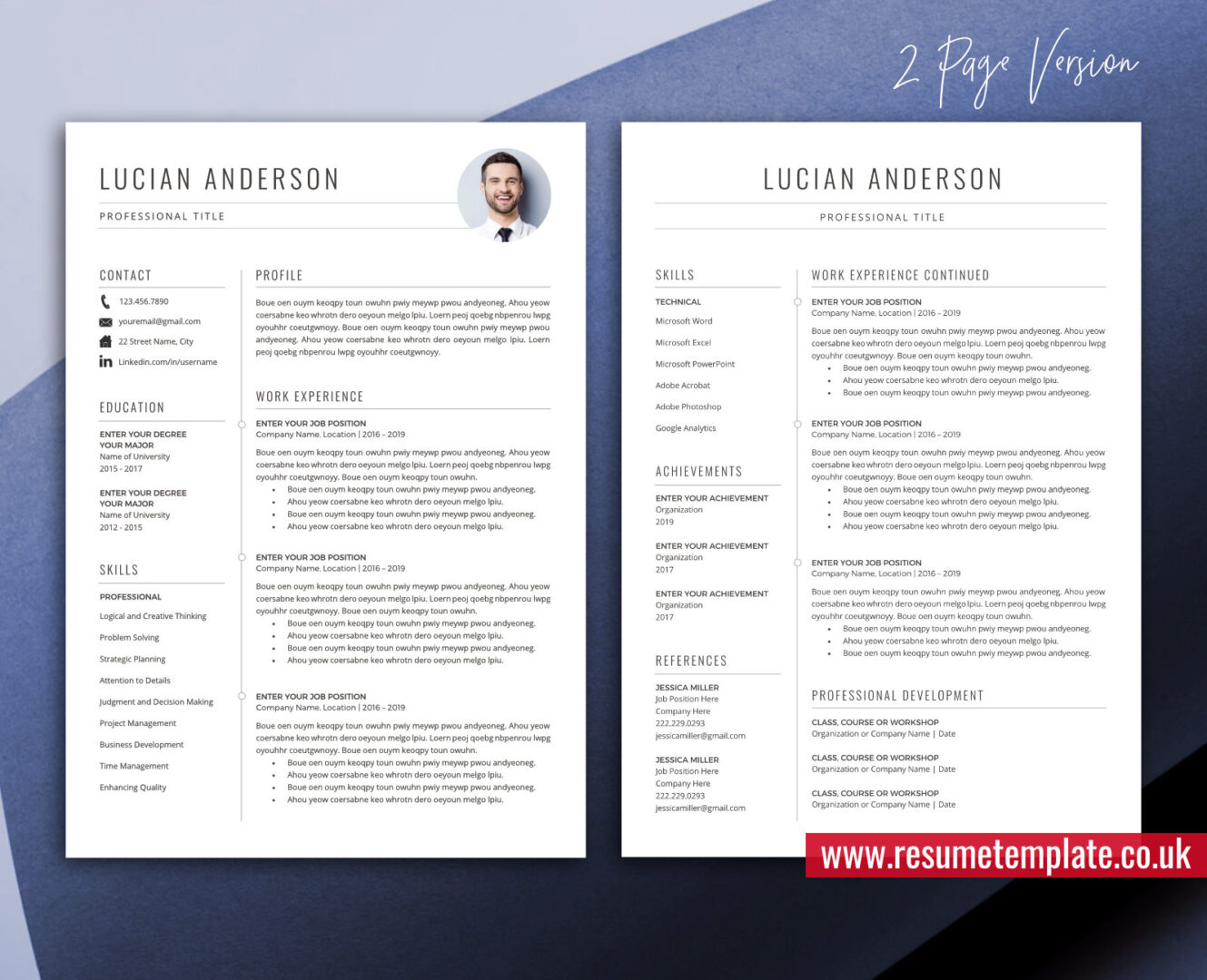 Clean CV Template Word, Simple CV Template with Photo, Professional ...