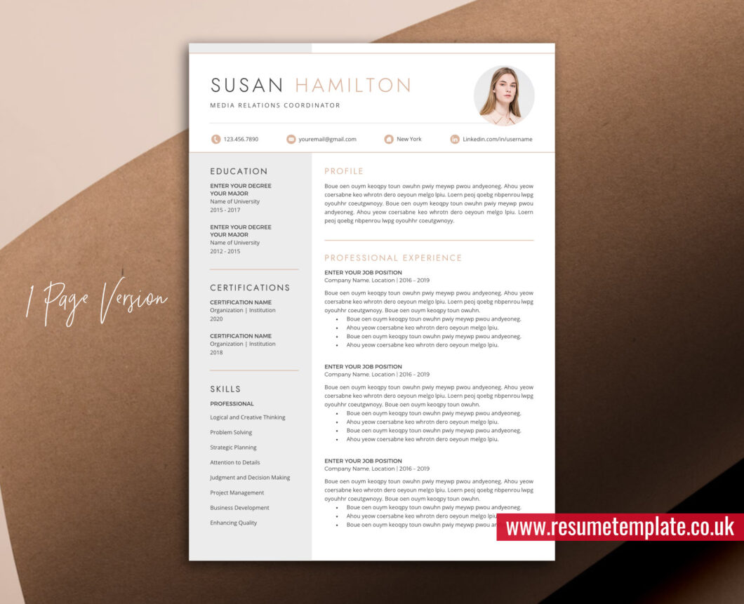 Modern CV Templates with Photo, Professional Resume Templates Word, 3 ...